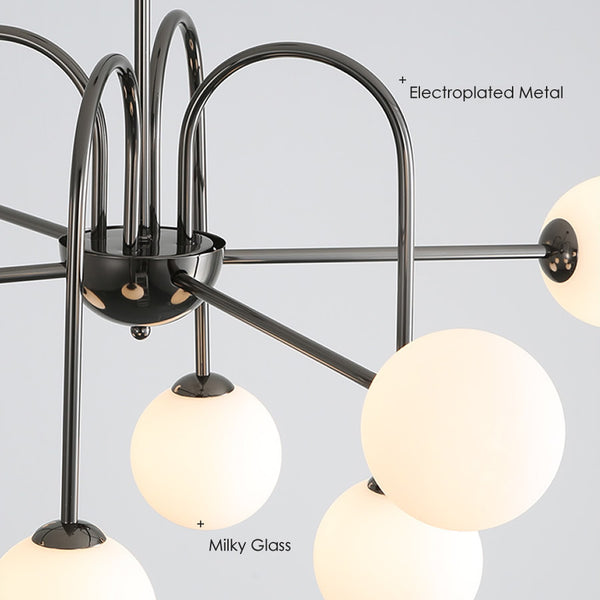 Midnight Pearl Chandelier - Modern Black Metal and Glass Globe Light ...