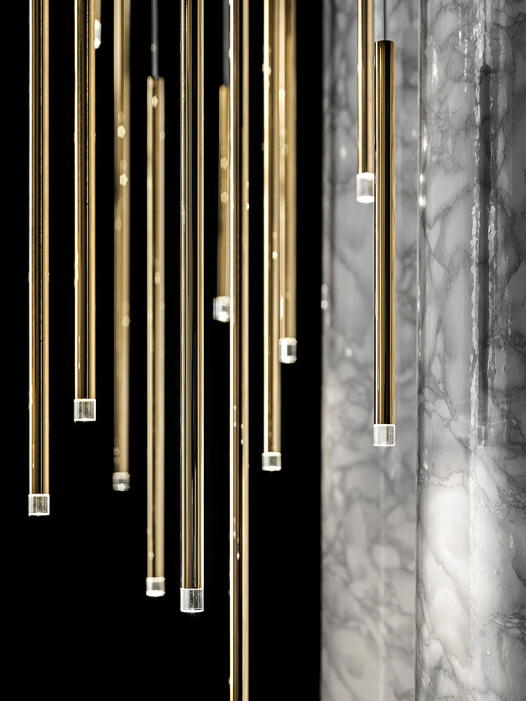 Golden Falls Luxury Chandelier Modern Minimalist Style for Stairwell ...